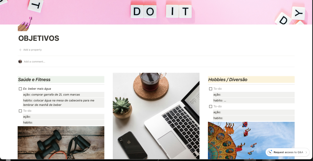 Template Notion: Kit Planner - Diana Oliveira